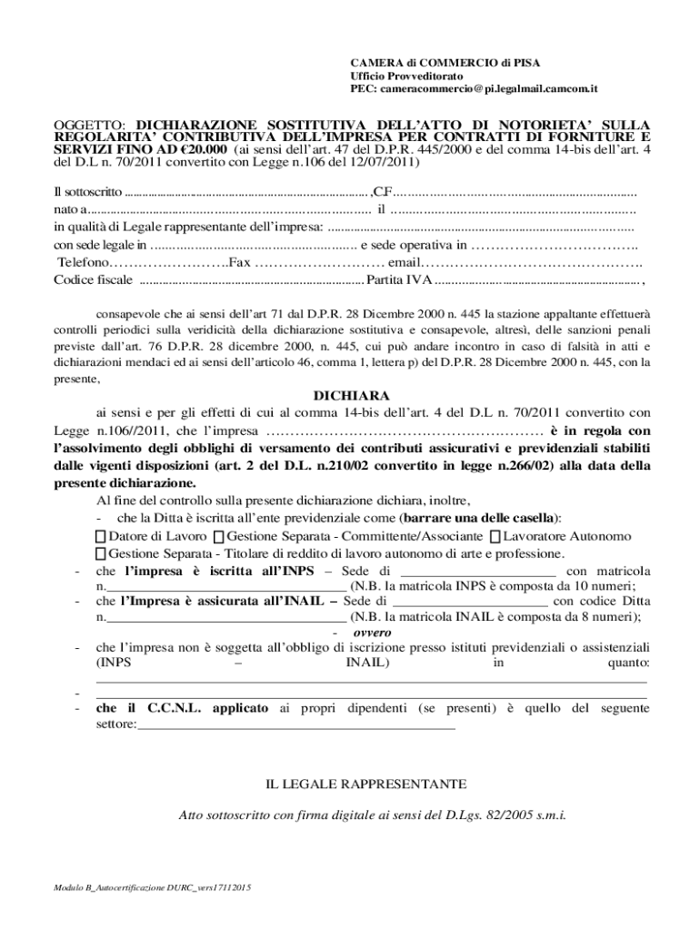 Compilabile Online Modello 2 Dichiarazione sostitutiva di Atto Notorio ...