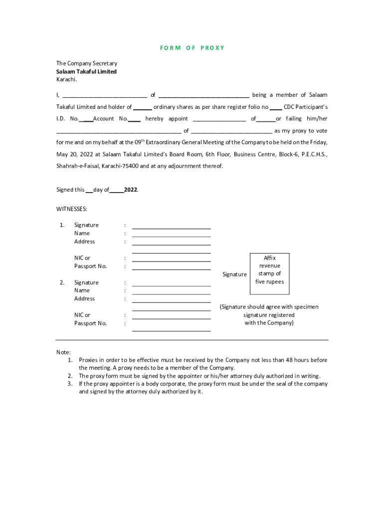 Fillable Online Proxy Form (09th AGM).docx Fax Email Print - pdfFiller