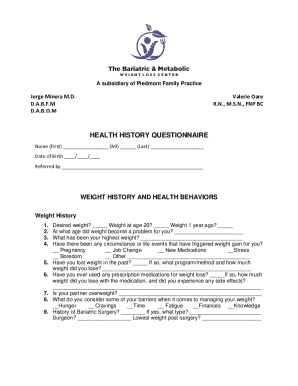 Fillable Online Binge Eating Disorder Questionnaire Fax Email Print ...