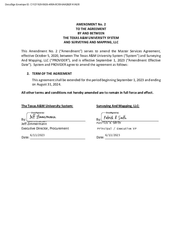 Fillable Online 2 (Amendment) serves to amend the Master Services ...