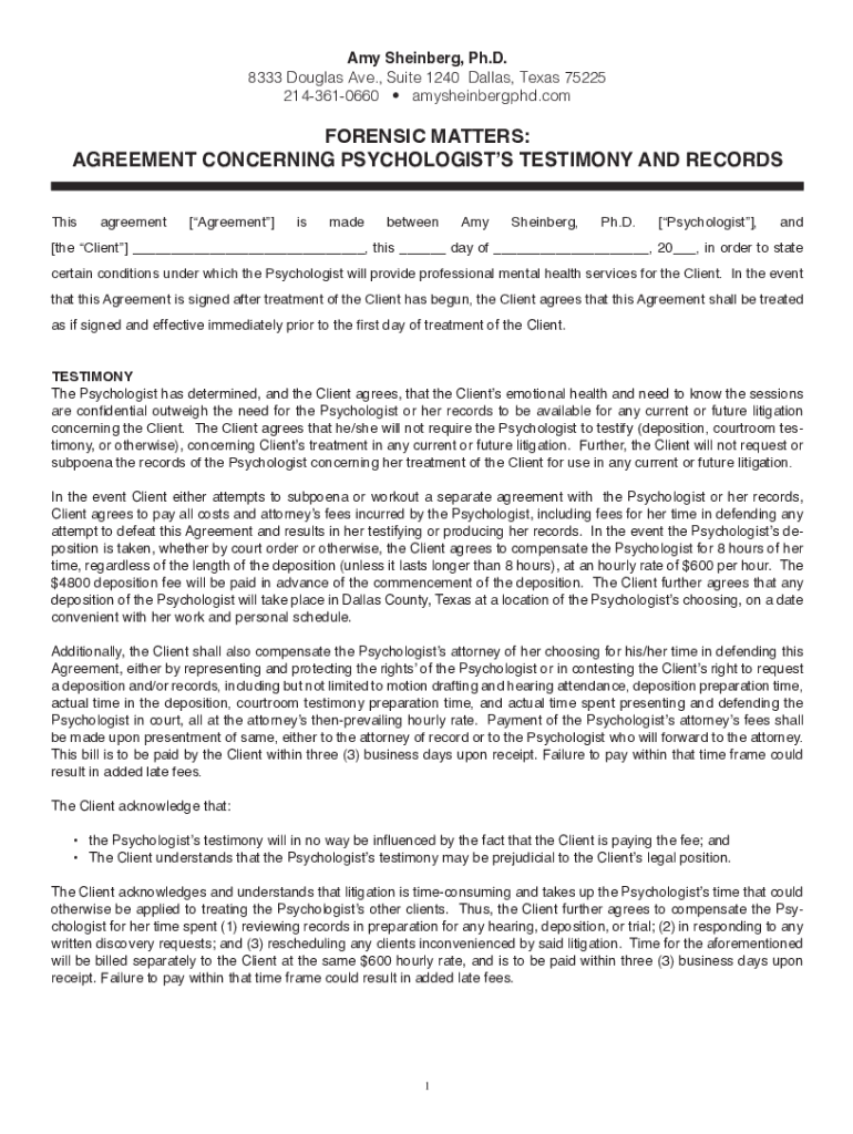 Fillable Online Dr. Amy Sheinberg, PHD - Clinical Psychologist in ...