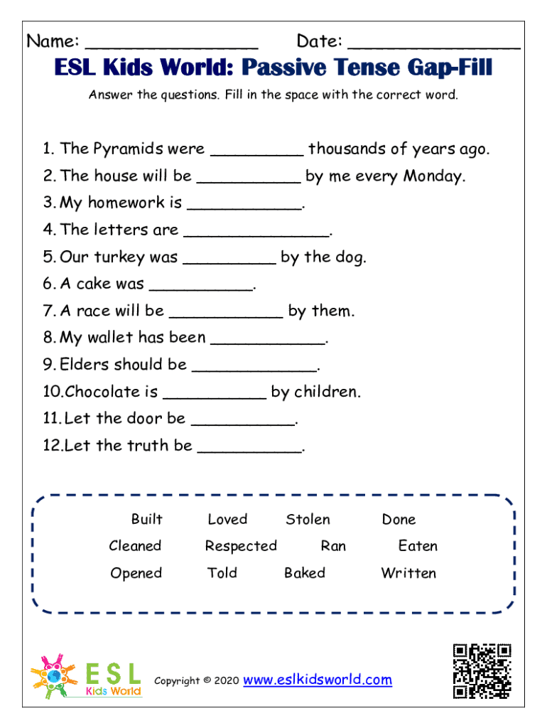 Fillable Online Passive Tense Gap-Fill Fax Email Print - pdfFiller
