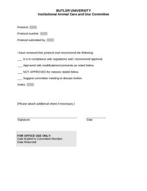 Review Process - Institutional Animal Care and Use Committee Doc Template | pdfFiller
