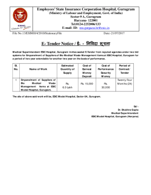 Fillable Online E- Tender Notice /- Fax Email Print - pdfFiller