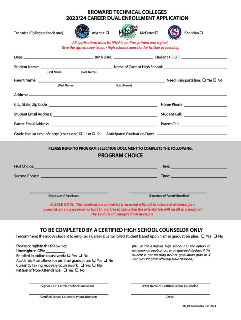 Fillable Online Career Dual Enrollment - Academic Pathways Fax Email ...