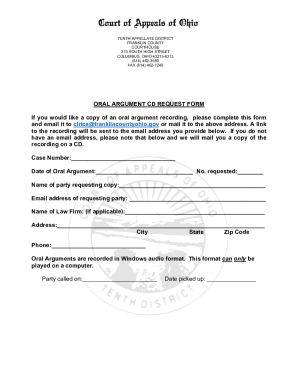 Fillable Online oral argument cd request form Fax Email Print - pdfFiller