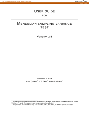 Fillable Online USER GUIDE MENDELIAN SAMPLING VARIANCE TEST Fax Email ...