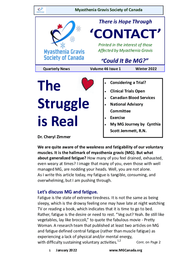 Fillable Online The Struggle is Real - Myasthenia Gravis Society of Canada Fax Email Print ...