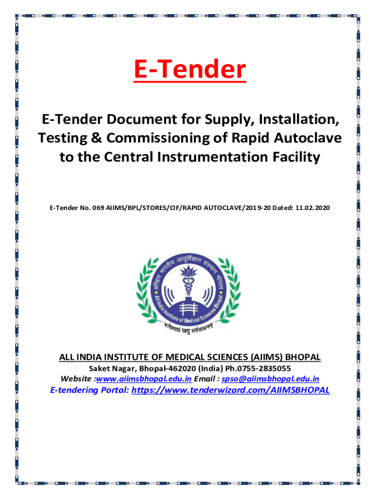 Fillable Online aiimsbhopal edu notice for scrapping of e-tender Fax Email Print - pdfFiller