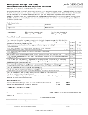 Fillable Online Aboveground Storage Tank (AST) New Tank System ... Fax ...