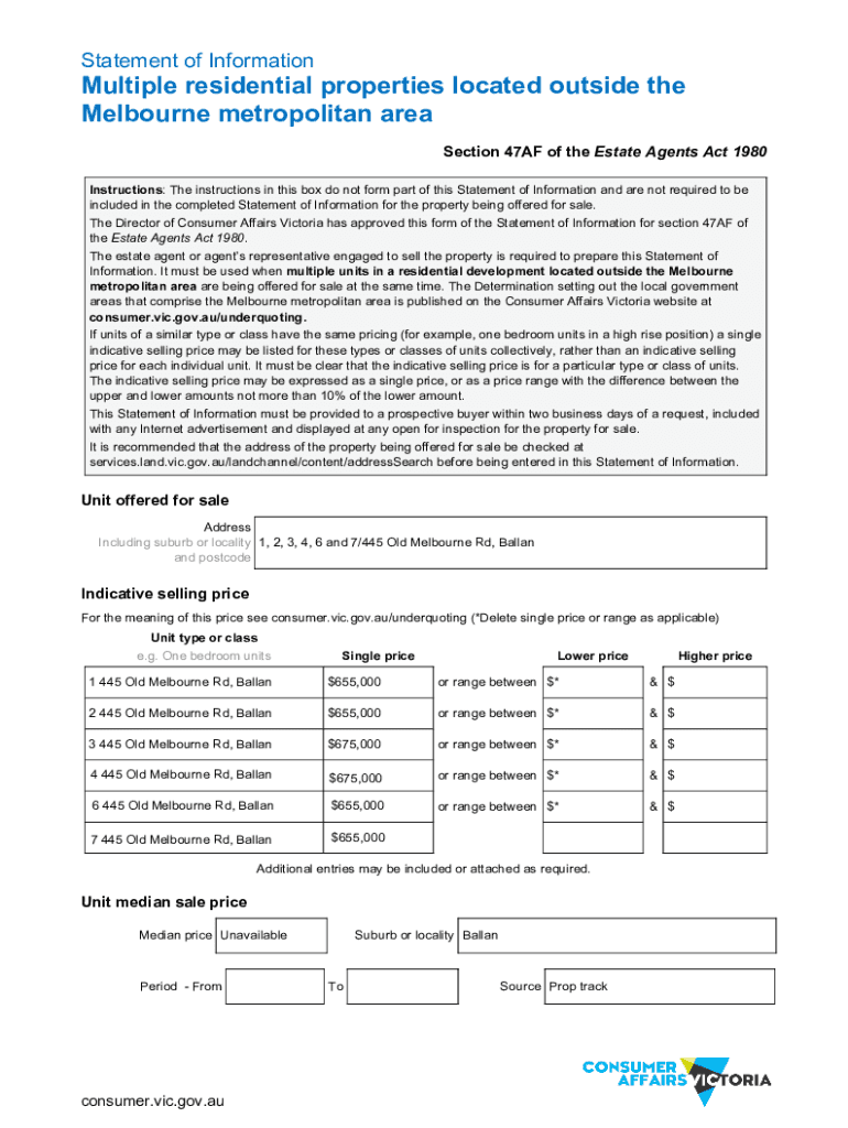 Fillable Online Including suburb or locality 1, 2, 3, 4, 6 and 7/445 ...