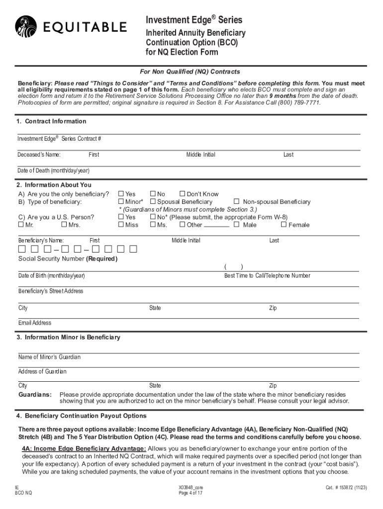 Fillable Online Investment Edge Series - Inherited Annuity Beneficiary ...