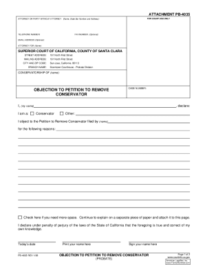 Fillable Online Fillable ATTACHMENT PB-4035 SUPERIOR COURT OF ... Fax ...