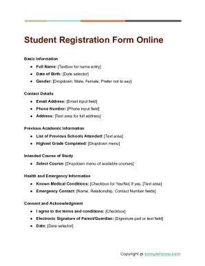 Fillable Online Student Registration Form Online Fax Email Print ...