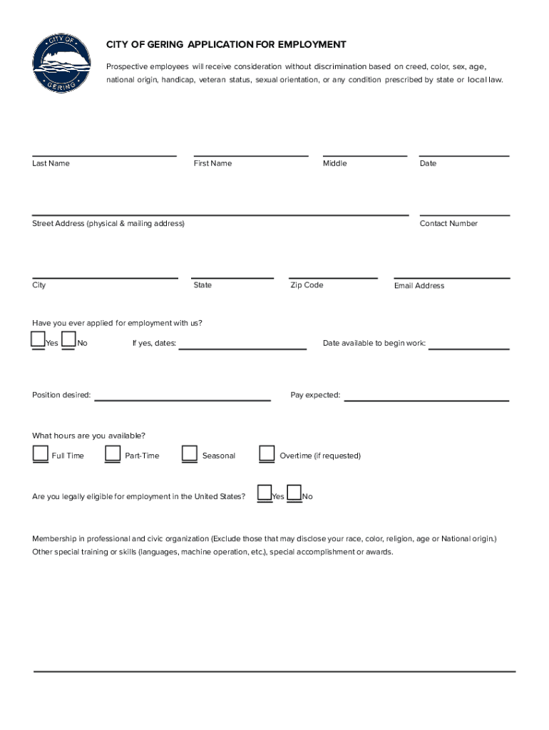 Fillable Online Gering, NE Police Department Fax Email Print - pdfFiller