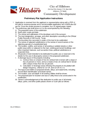 Fillable Online Preliminary Plat Application Instructions Fax Email ...