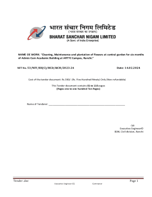 Fillable Online jharkhand bsnl co TENDER DOCUMENT NIT NO.:- 24/SDE (E ...