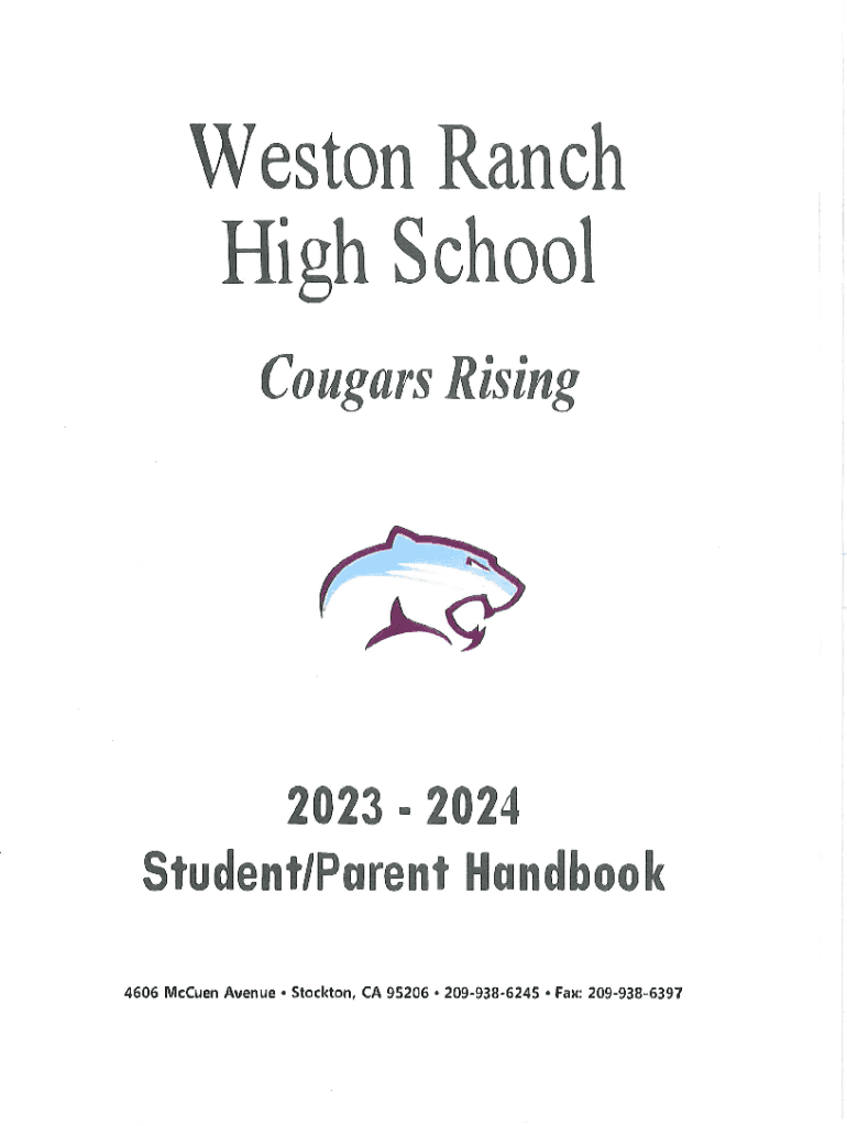 Fillable Online Student Parent Handbook - Weston Ranch High School Fax ...