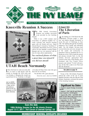 Fillable Online 4th (Ivy) Infantry Division Memorial Fax Email Print ...