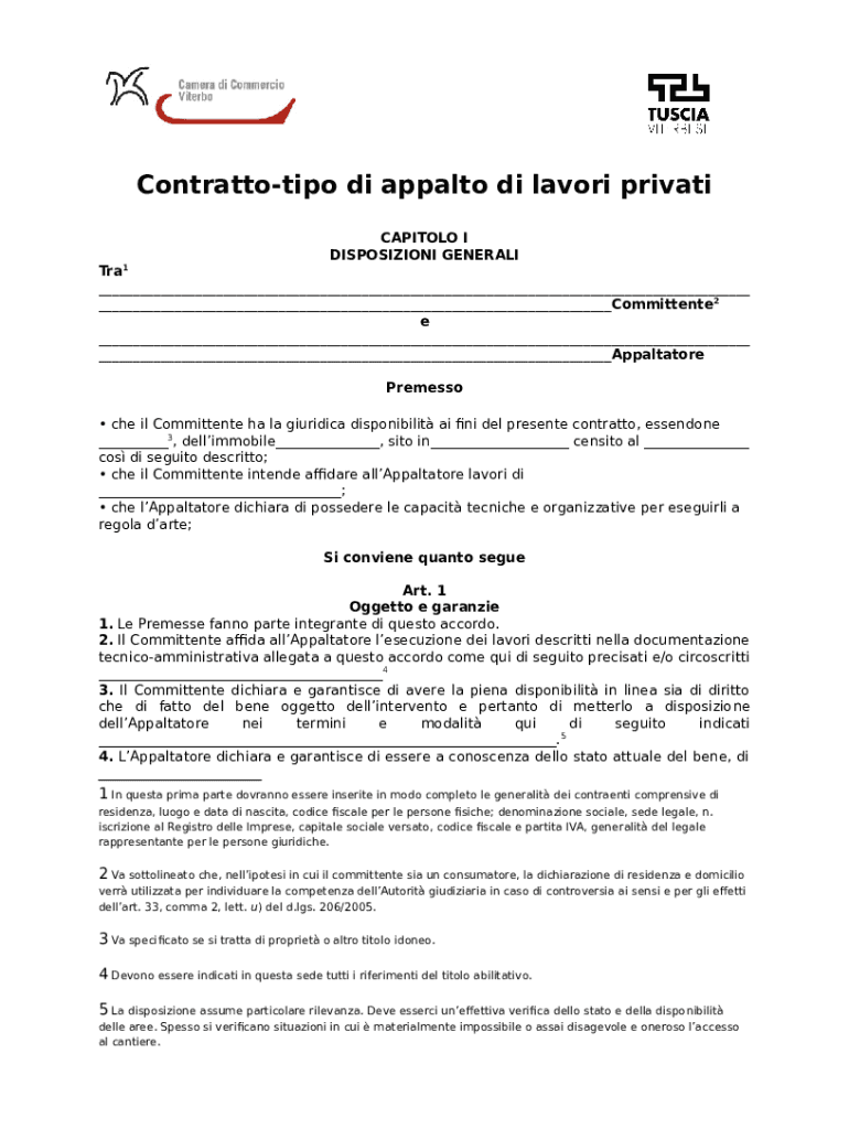 Contratto-capitolato per l'appalto di lavori edili privati Doc Template ...