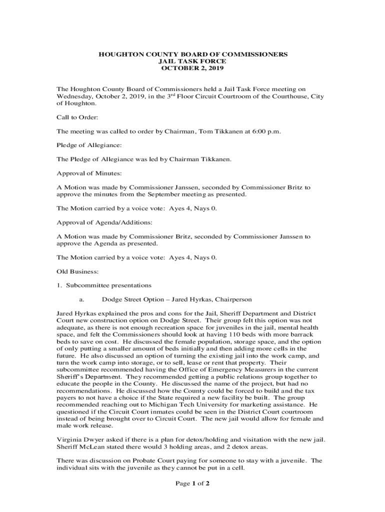 Fillable Online Michigan Joint Task Force on Jail and Pretrial ...