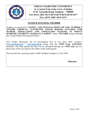 Fillable Online 1 TENDER NOTIFICATION -1430hrs Fax Email Print - pdfFiller