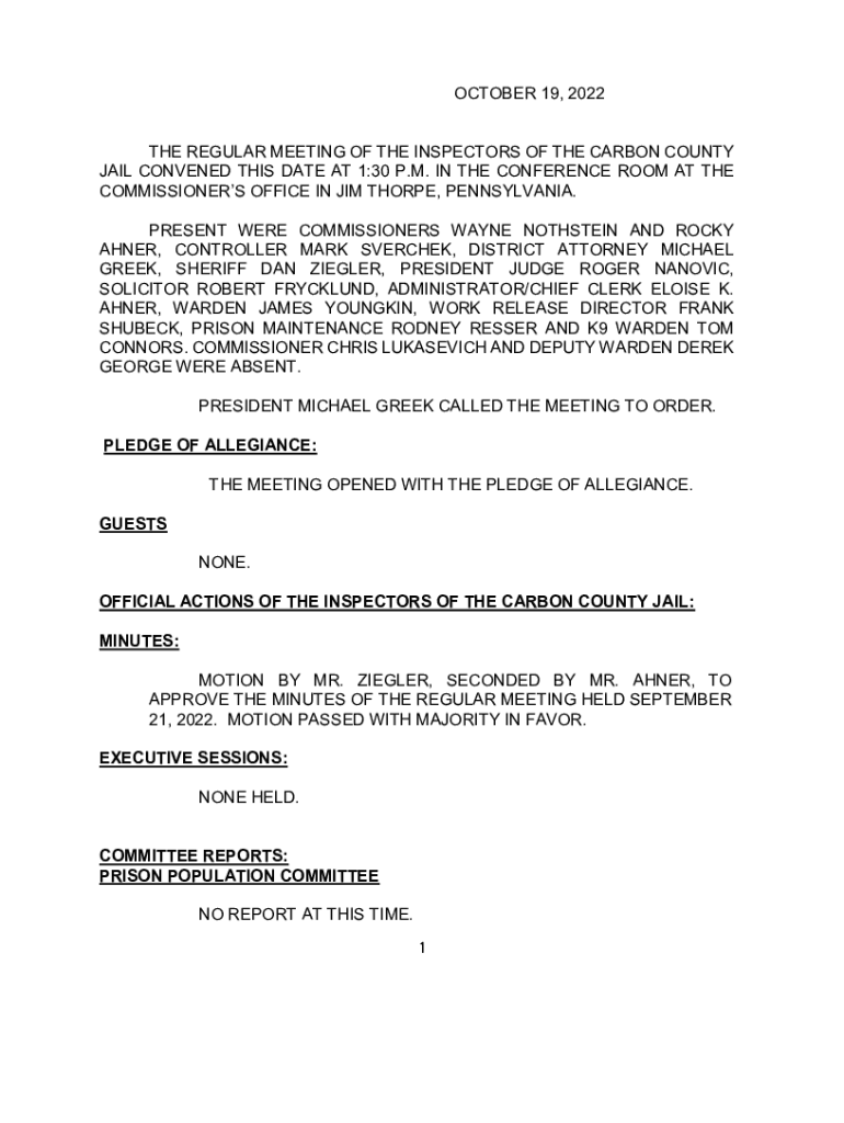 Fillable Online PRESENT WERE COMMISSIONERS WAYNE NOTHSTEIN AND ROCKY ...