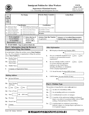 Fillable Online Form I-140, Immigrant Petition for Alien Workers Fax ...