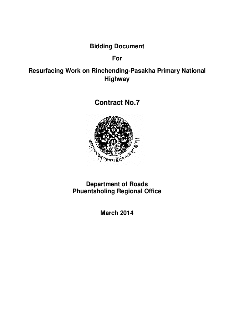 Fillable Online Bidding Document For Resurfacing Work on Rinchending ...