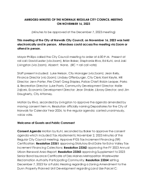 Fillable Online roll call: David Lester (via Zoom), Brian Baker ...