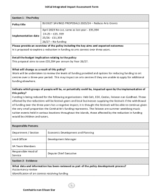 Fillable Online cne-siar gov Initial Integrated Impact Assessment Form ...
