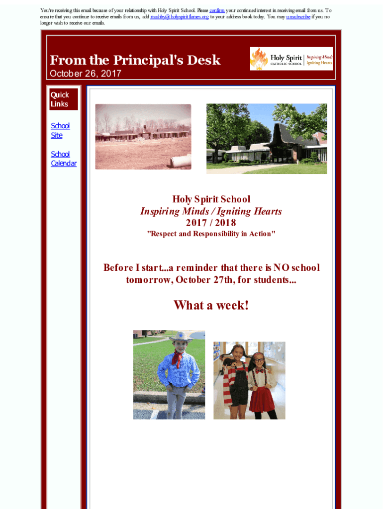 Fillable Online From the Principal's Desk A Letter from Father O'Donohue Fax Email Print - pdfFiller