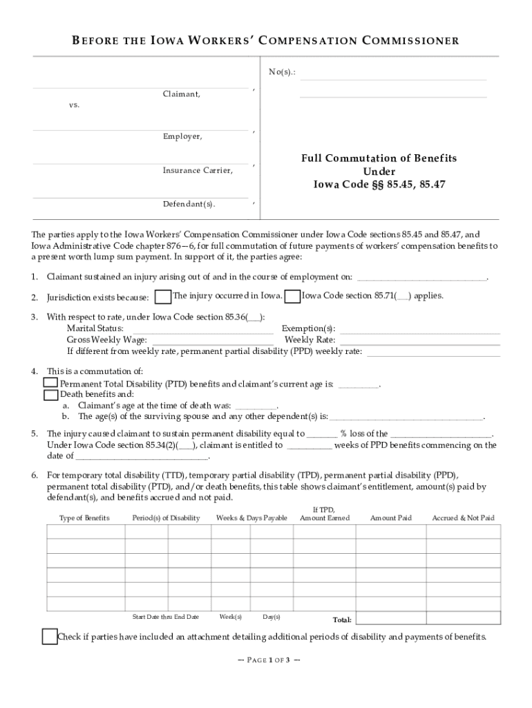 Fillable Online Full Commutation of Benefits Fax Email Print - pdfFiller