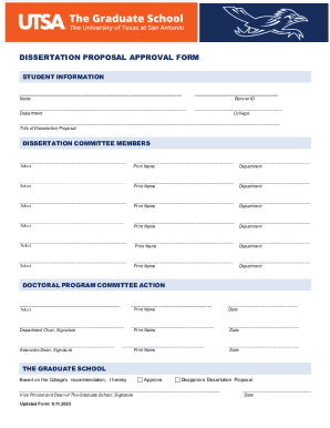 Fillable Online graduateschool utsa Doctoral StudentDissertation ...