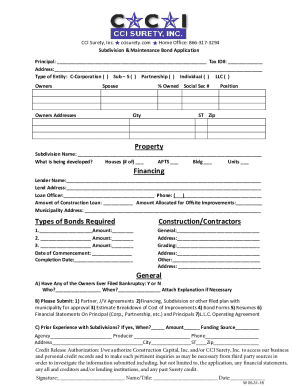 Fillable Online Surety Bond Application Checklist (check off and do not ...