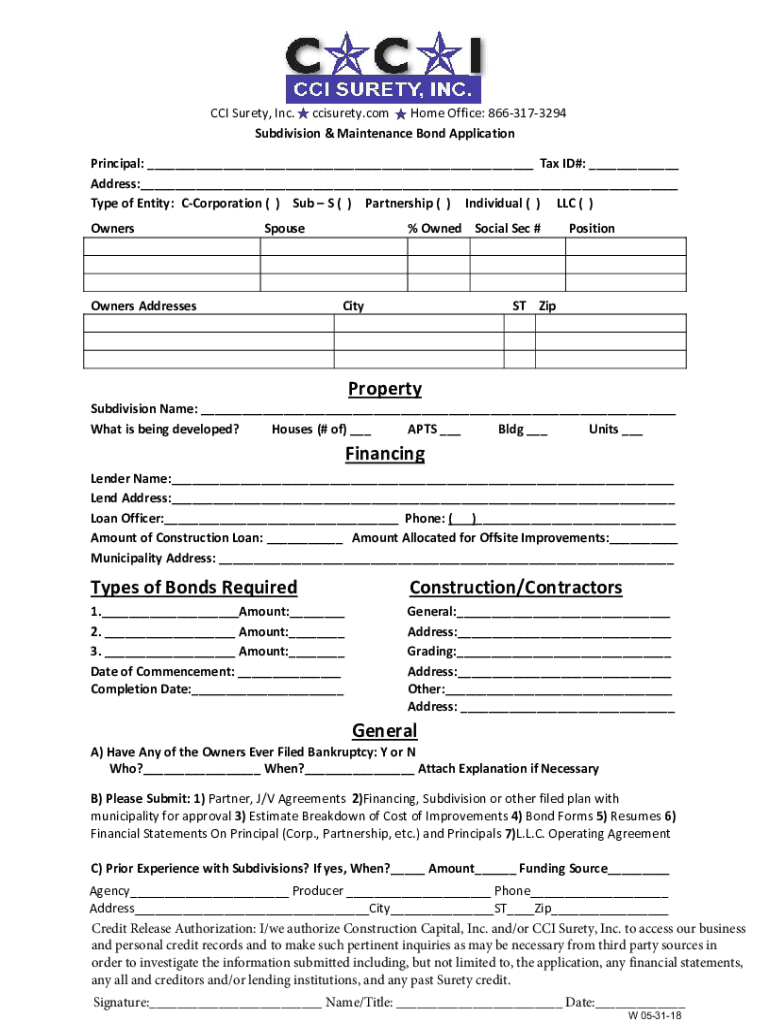 Fillable Online Surety Bond Application Checklist (check off and do not ...