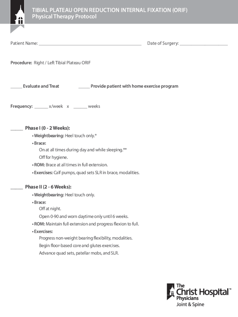 Fillable Online Post-Operative Instructions Tibial Plateau Open ...