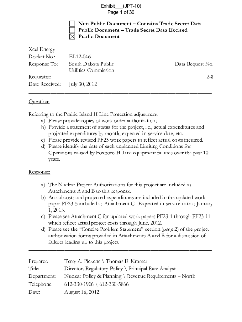 Fillable Online puc sd Exhibit(JPT-10) Fax Email Print - pdfFiller