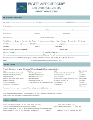 Fillable Online PNW Patient Intake Forms - Complete Set Fax Email Print ...