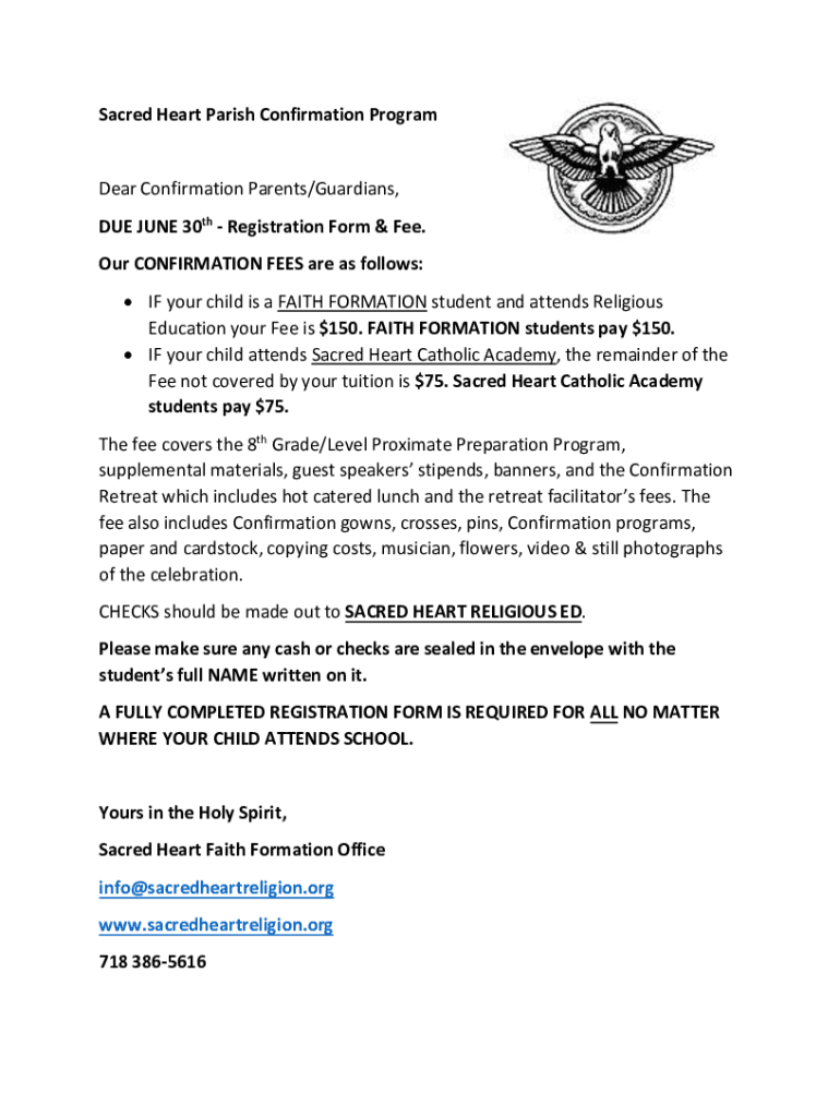 Fillable Online Dear Confirmation Parents/Guardians, Fax Email Print - pdfFiller