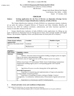 Fillable Online Circulars - Unique Identification Authority of India... Fax Email Print - pdfFiller