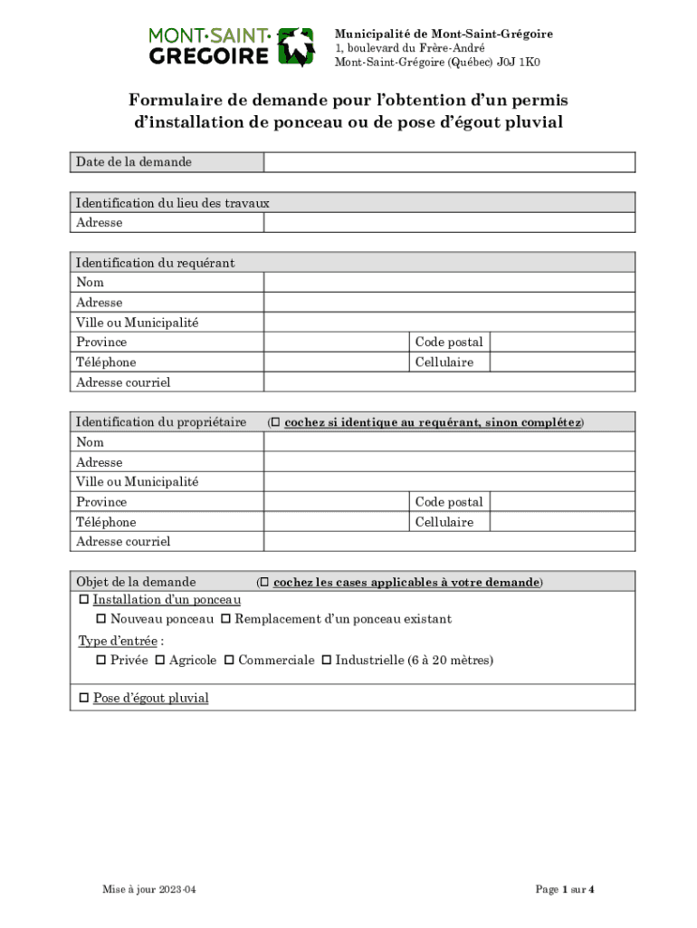 Remplissable En Ligne Demande de permis pour une intervention dans un cours d'eau Fax Email ...