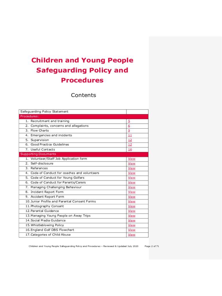 Fillable Online Safeguarding Children and Young People Policy. Fax ...