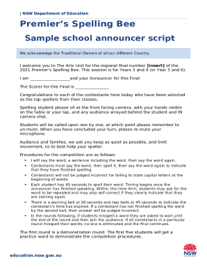 OVCA District Spelling Bee Program copy Doc Template | pdfFiller