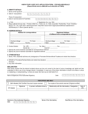 Fillable Online Know Your Client (Kyc) Application Form: DeclarationPDF ...