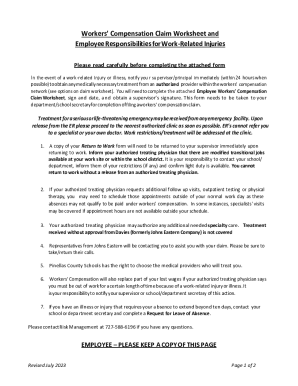 Fillable Online Workers Compensation Claim Worksheet and Fax Email ...
