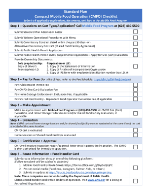 Fillable Online Standard Plan Carts Application Packet. Compact Mobile ...