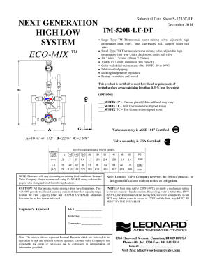 Fillable Online Leonard Valve TM-520B-LF-DT Next Generation LF High ...