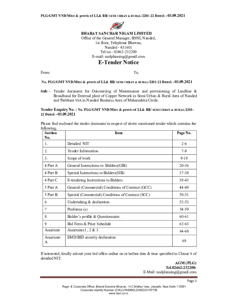 Fillable Online BHARAT SANCHAR NIGAM LTD. Maharashtra Telecom Circle Fax Email Print - pdfFiller