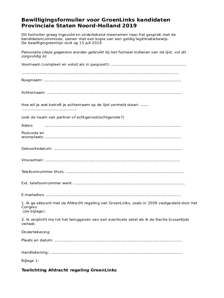 180220 Bewilligingsulier GroenLinks (2).doc Doc Template | pdfFiller